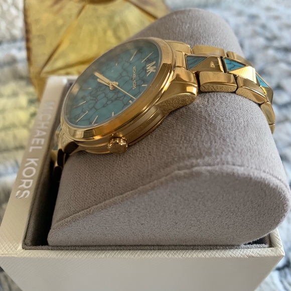 Michael Kors | Accessories | Michael Kors Runway Mercer Gold Turquoise ...